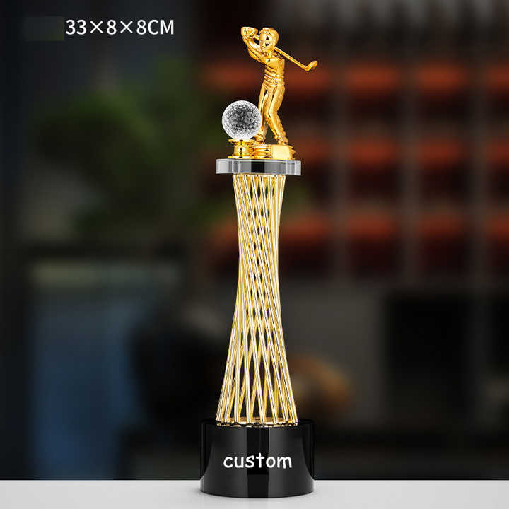 Custom New Design high-end Crystal Golf Award and Trophies Metal Gold ...