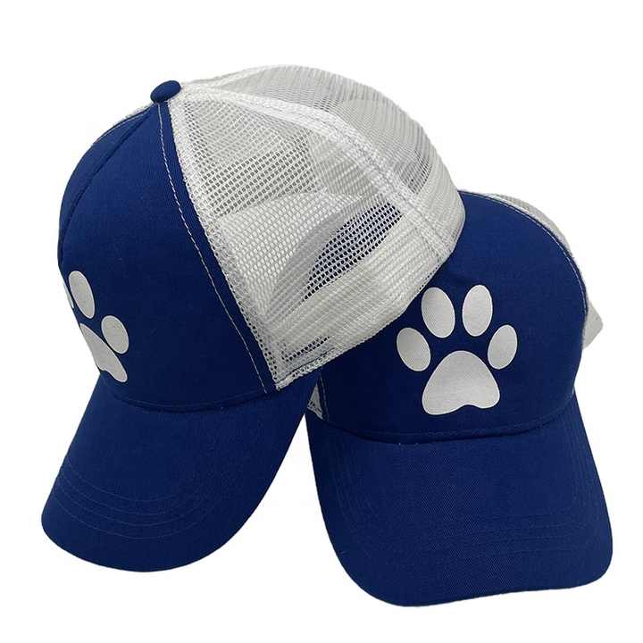 Stylish Denim Dog Paw Print Truck Driver Hat 5-Panel Kids Baseball Cap ...