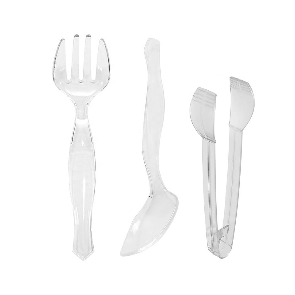 Disposable Plastic Salad Serving Sets Dinnerware Plastic Salad Spoons ...