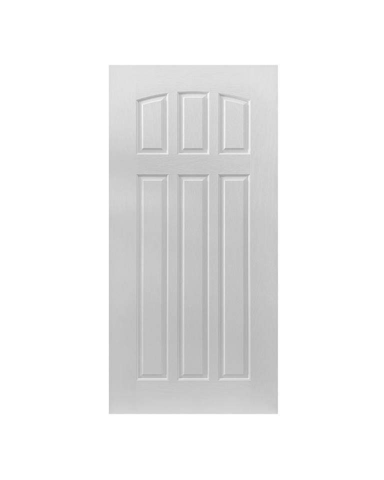 Modern Design 6-Panel Fiberglass Security Door Mahogany Textured Front ...
