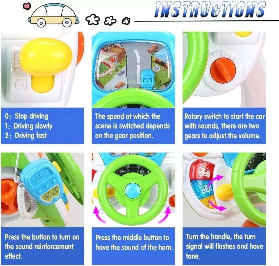 Samtoy Preschool Educational Driver Toy Steering Wheel with Realistic ...