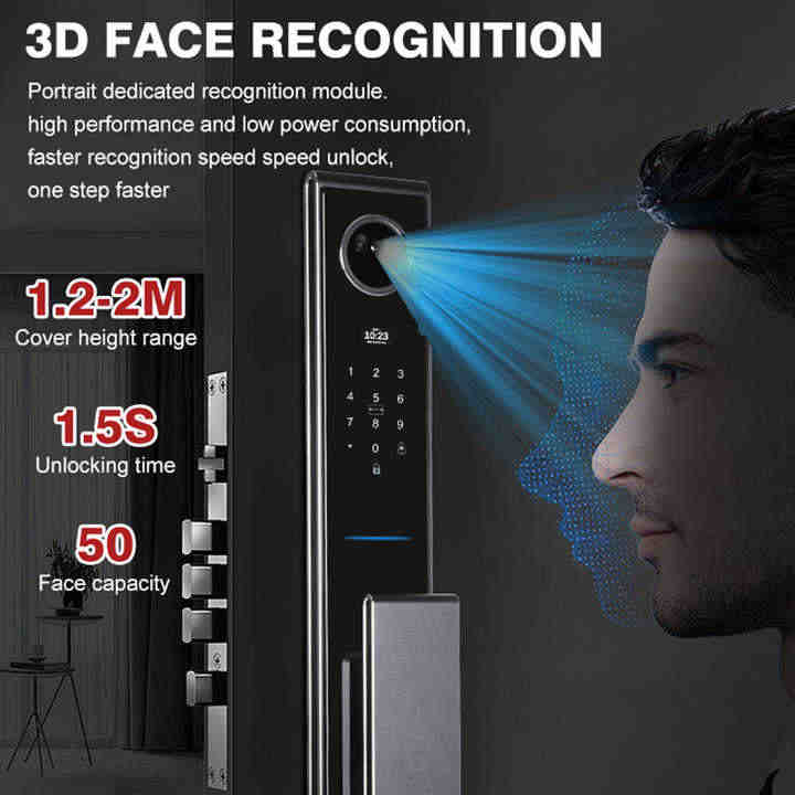 Gensys Smart Door Lock Home Double Sided Wifi 3d Face Recognition Tuya App Automatic Smart Locks ...
