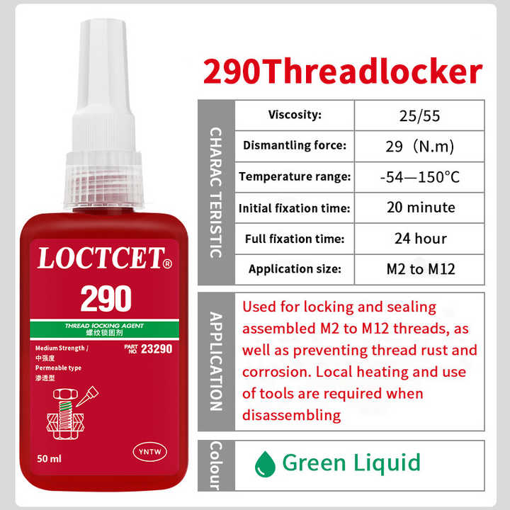 Original 290 Acrylic Threadlocker Low-Viscosity Medium-High Strength ...