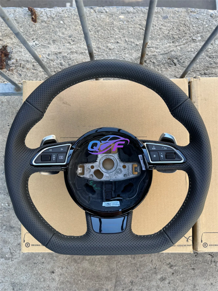 Real Leather Round Steering Wheel Assembly for Audi B9 A3 A4 A5 S4 RS5 ...