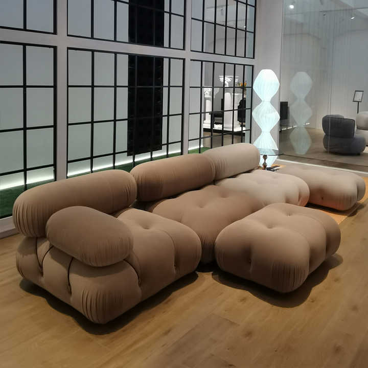 Customized Living Room Sectional Sofa Set Velvet Fabric Shaping Sponge ...
