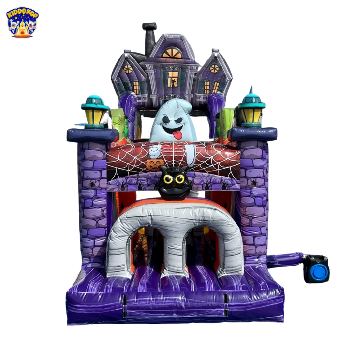 Spooky Halloween PVC Inflatable Obstacle Course - Purple/Orange Ghost ...