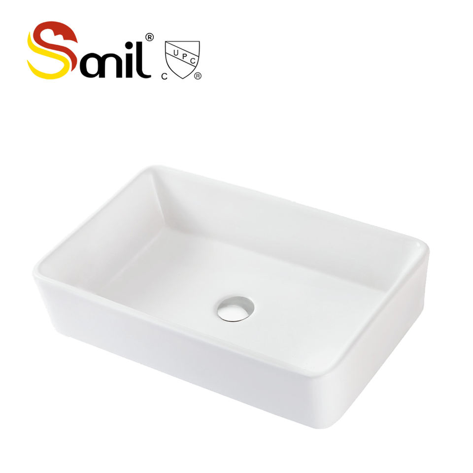 CUPC Modern Single Hole Tabletop Ceramic Lavabo White Gloss Art Basin ...