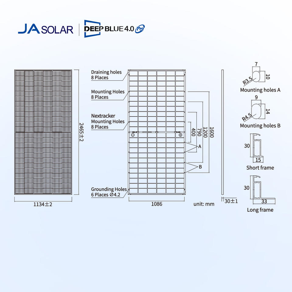 JA Solar 605W-640W N-Type Double Glass Bifacial Panel High Output Mono ...