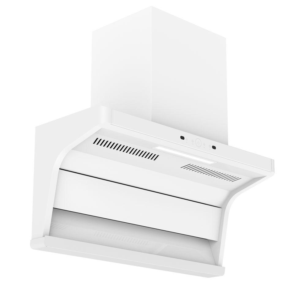 L-Shape Hood Kitchen Chimney Cooker Range Hood Black Tempered Glass L ...