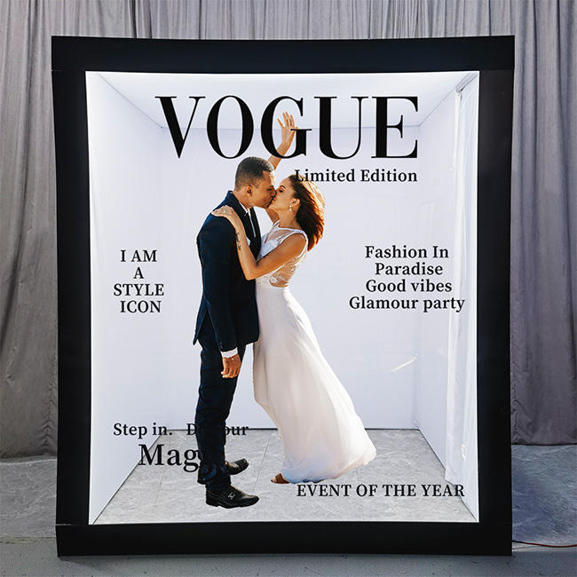 Free Custom Logo Vogue Magazine Photo Booth Box with Props