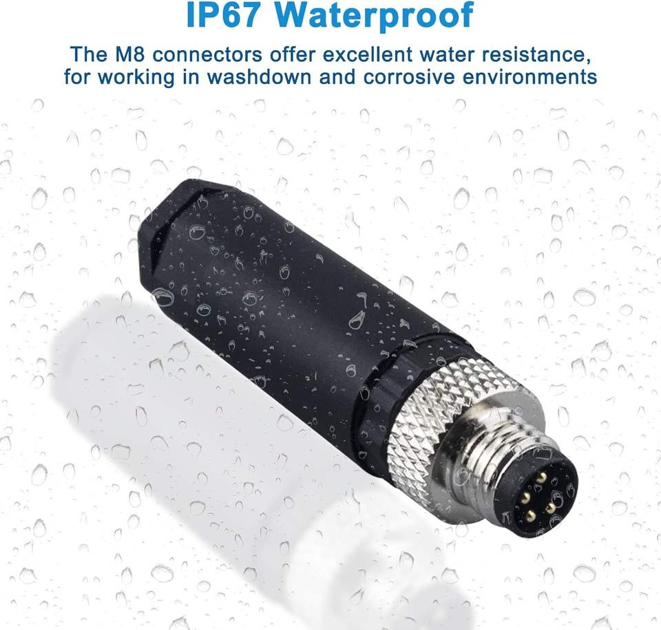M8 4pin A-Code Male or Female Waterproof Circular Sensor Connector ...