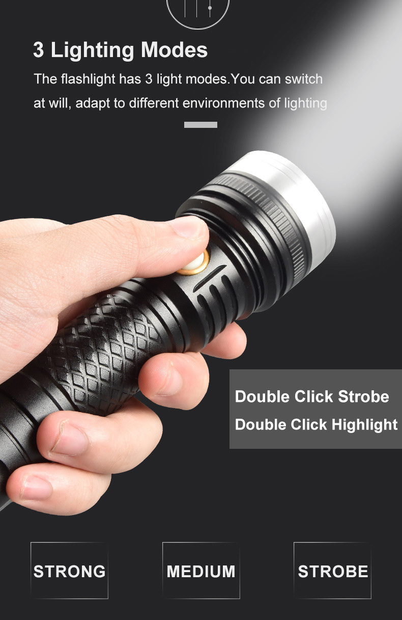 6000 Lumens Tactical Flashlight 21700 Battery Sst40 Led Torch Usb C Rechargeable Waterproof ...