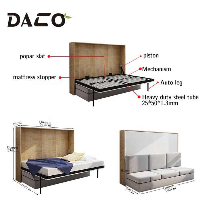 Queen Size Horizontal Murphy Bed Mechanism Hardware with Sofa