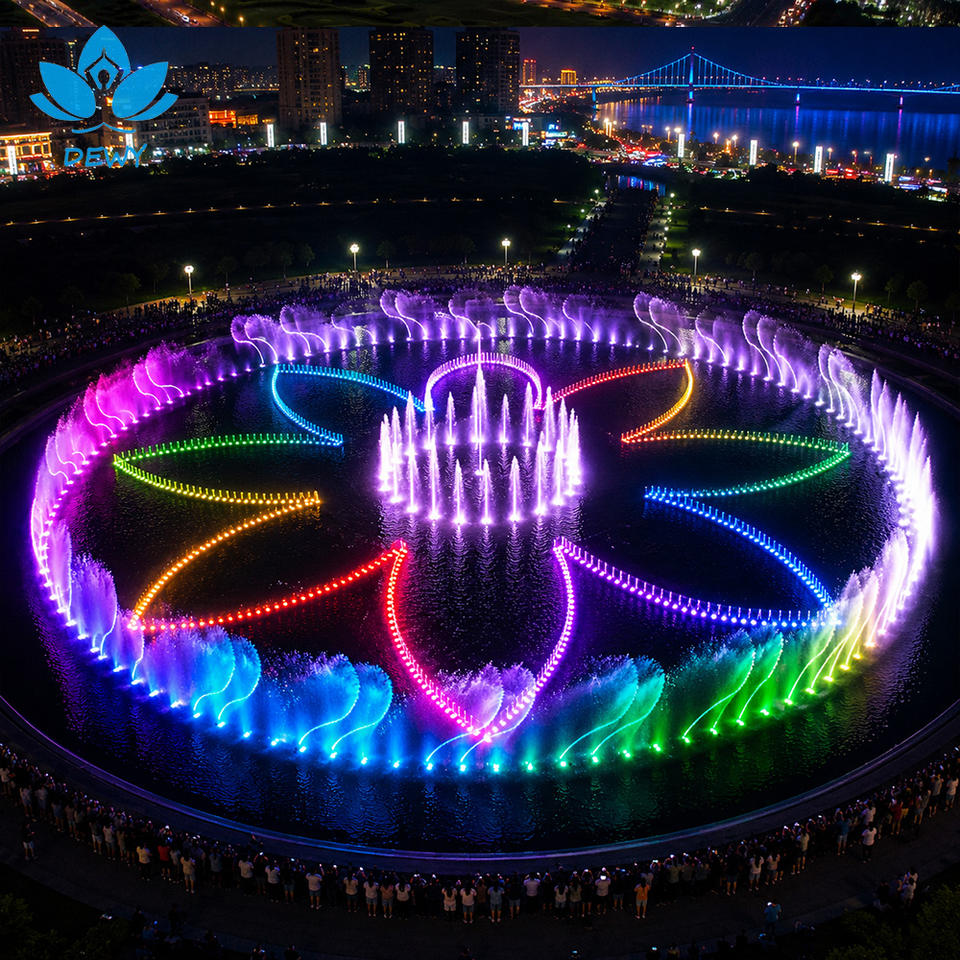 Multishape Flower Outdoor Fountain Dance Fountain Color Changing Light ...