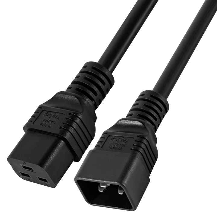 Heavy Duty 3ft PDU UK US EU Plug C20 C13 Splitter 250V Extension Power Cable 12AWG 20A C19 to ...