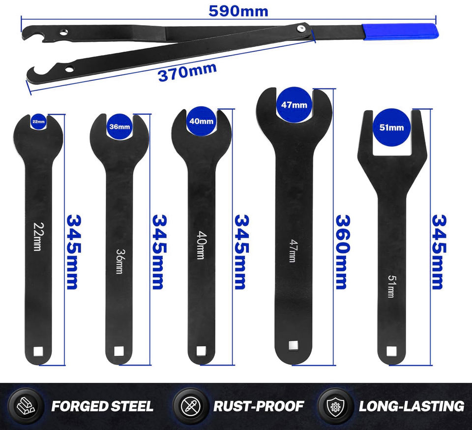 Fan Clutch Removal Tool Kit Fan Clutch Wrench Set 22 36 40 47 51 MM ...