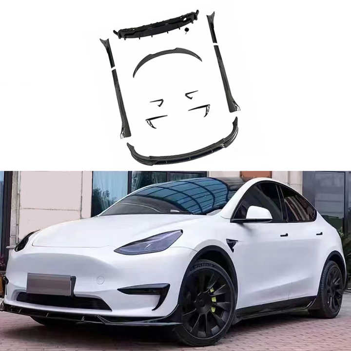 Body Kit For Tesla Model Y Upgrade To Fast 20 Facelift Front Lip Side ...