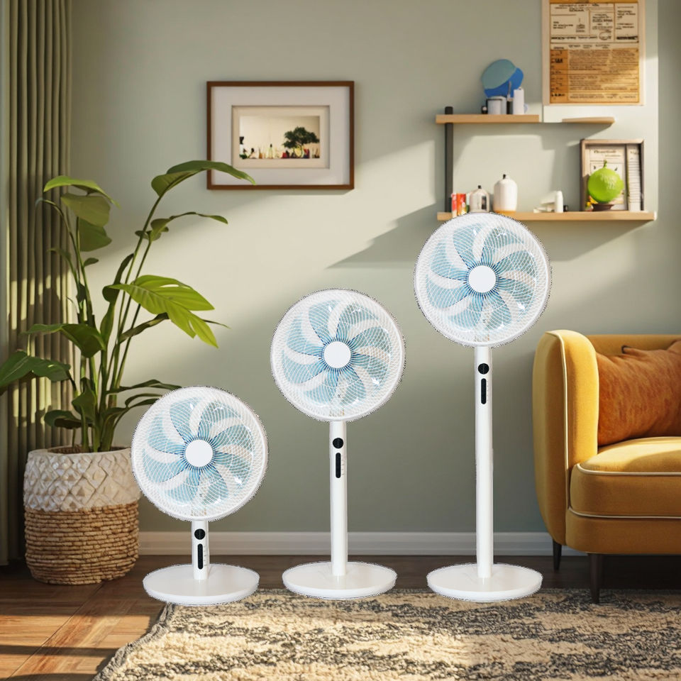 8-Blade Oscillating Stand Fan Adjustable Solar-Compatible Design for ...