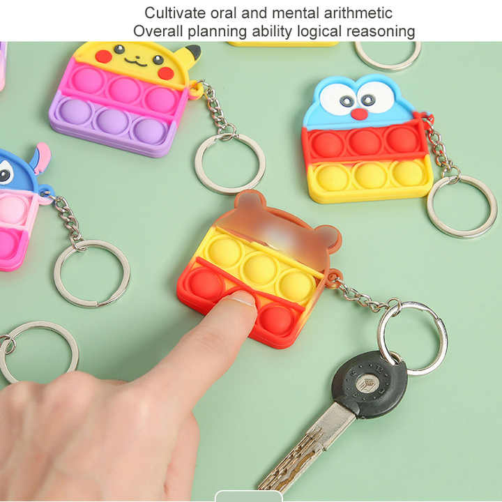 PopIt Keychain Mini Popit Fidget Poppers Push Itting Pop Silicone ...
