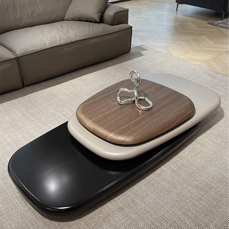 Luxury Modern Rotating Pebble Shape Design Three Layers Rotating MDF ...