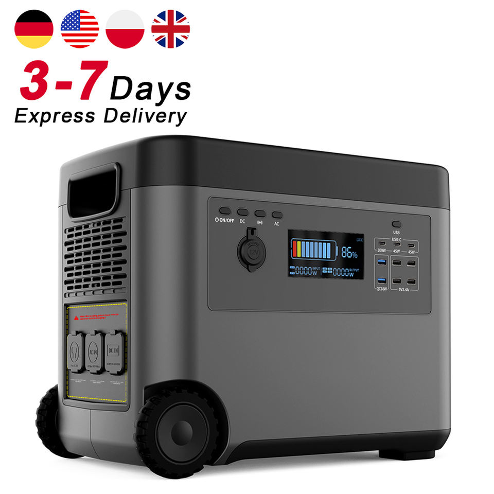 Germany Stock Bi-directional Inverter Solar Generator Power Bank 2500W ...