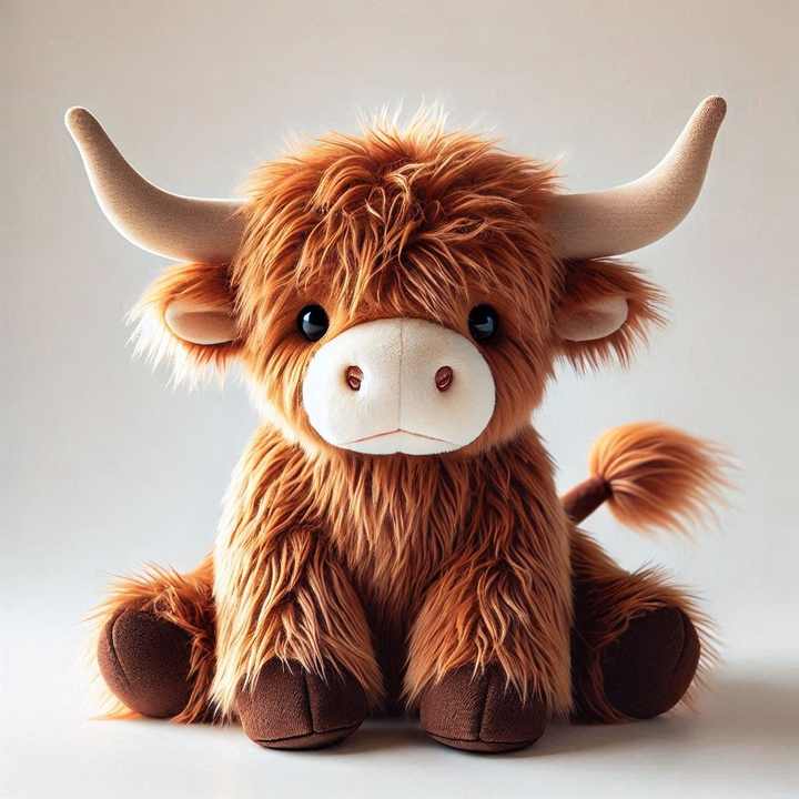 Realistic Scottish Highland Cow Stuffed Animal - Soft & Fun