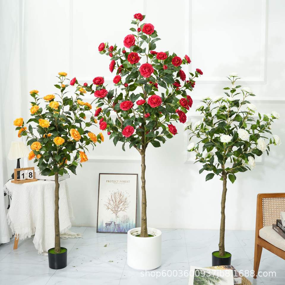 70/90/120/150/180cm Artificial Rose Tree Potted Silk Bonsai Wedding ...