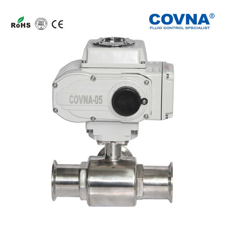 COVNA Electric Actuator Valve 3 Way 24 Volt Ac 220 Ss304 Tri-Clamp Motorized Ball Valve 3 Way ...