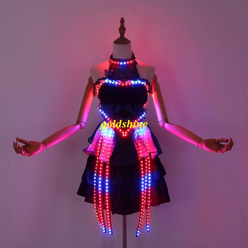 LED Illuminated Women's KTV Fluorescent Dress Princess Cosplay ...