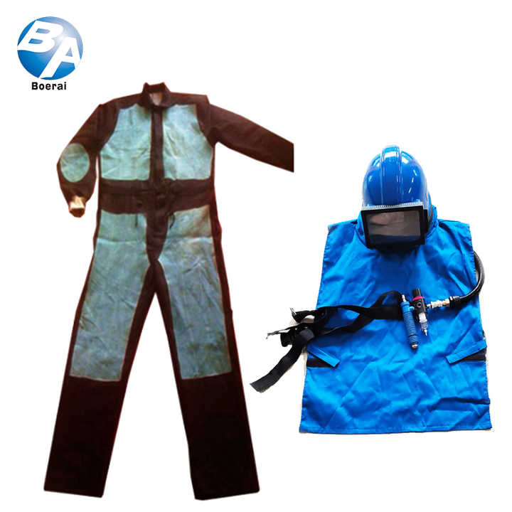 Heavy Duty Sandblasting Suit with Sandblasting Helmet and Respiratory ...
