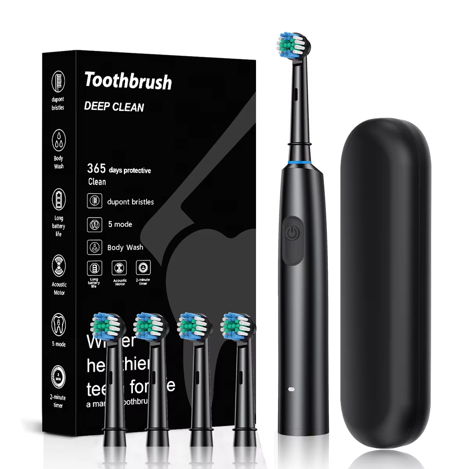 Rotating Sonic Toothbrush with 8 Soft Brush Heads & Travel Case IPX7 ...