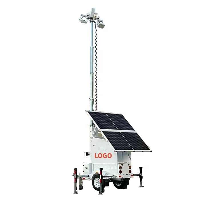 4G 5G Starlink Mobile Solar CCTV Tower with Speaker, Camera & LED Light ...