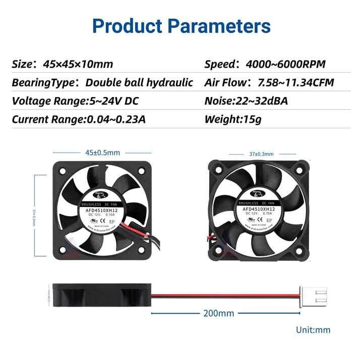 45x45x10mm 4510 Small Cooling Fan for Medical Equipment Portable ...