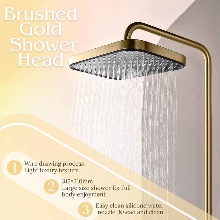 Factory Wholesale Brushed Gold Shower Set Bathroom Multi-function ...