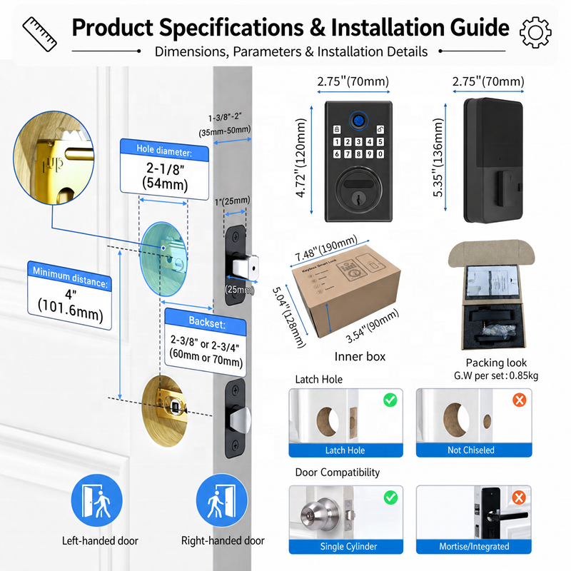 Vertexis Tuya Biometric Fingerprint Smart Lock DS30 Aluminum Alloy ...