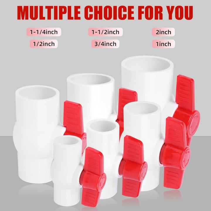 PVC Ball Valves Water Shut off Slip Pipe Fittings Rated 150 PSI Boxed ...
