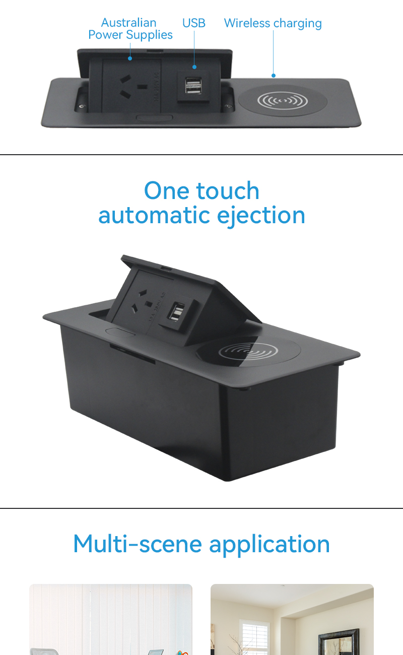 Table Power Box for Office Furniture phone iphone AC outlet Usb QI 15 W ...