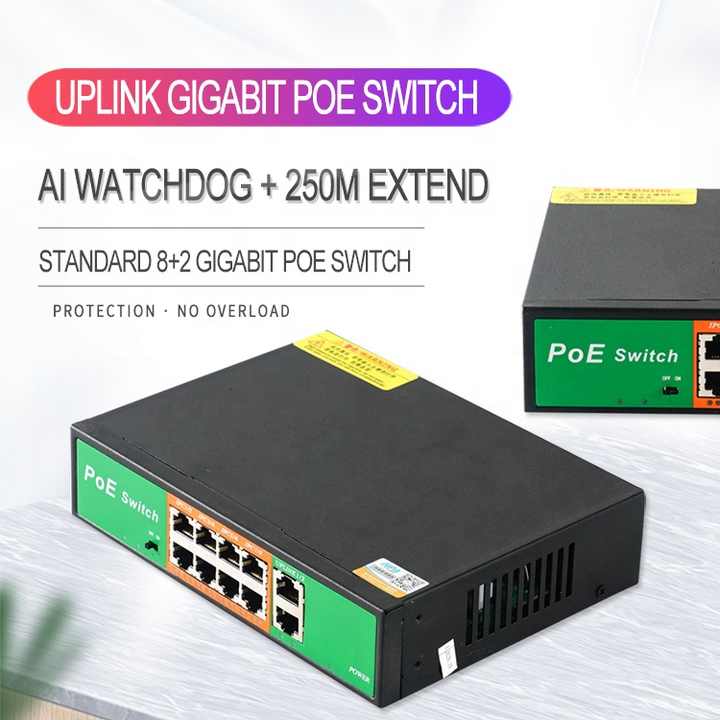 Factory Direct 4 8 16 24 Port POE Switch 48V 10/100MB 2 Uplink 10/100 ...
