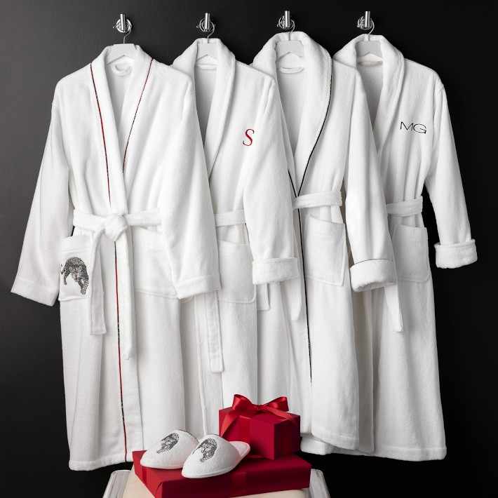 Hotel Spa 100% Cotton Velour Bathrobe with Embroidered Logo