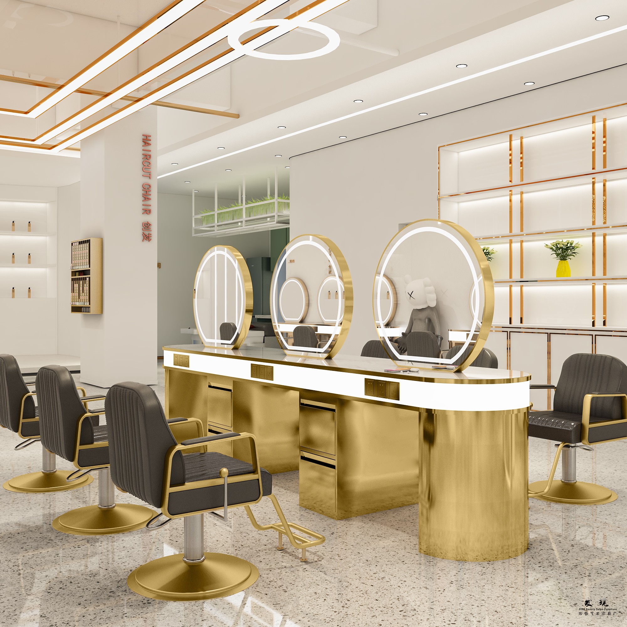 Big Size Beauty Hair Aluminum Frame Glod Custom Salon Mirror With LED ...