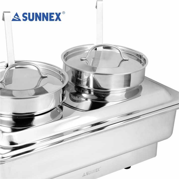For Sunnex Double Pot Electric Food Warmer Stainless Steel Soup Station ...