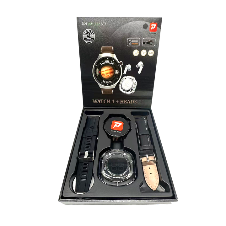 D21 WATCH 4 SET - Smart Watches with Earbuds & Dual Bands