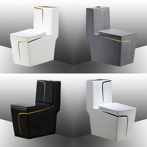 Gold Ceramic Toilet - Modern S-Trap Design for Bathrooms