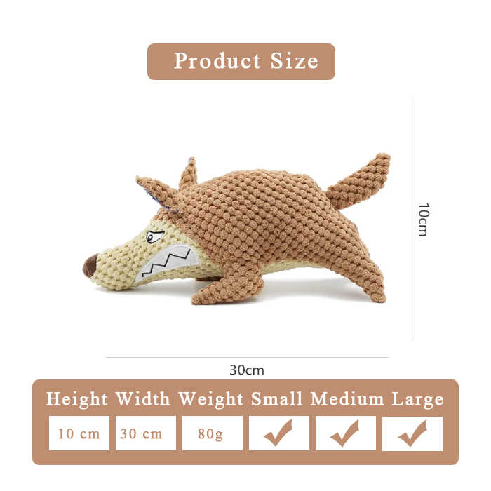 Angry Wolf Corn Stuffed Animal - Tough Toys for Aggressive Chewers