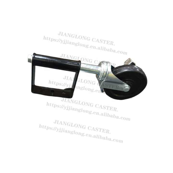 100mm Steel Rubber Spring Loaded Gate Caster Wheels Brake Swivel Style ...