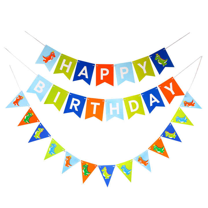 Dinosaur Theme Birthday Layout Strip Pennant Children's Party Supplies ...