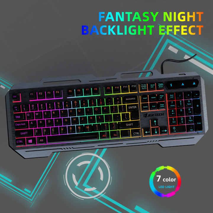 JERTECH KM960 Gaming Keyboard and Mouse Combo - Backlit LED