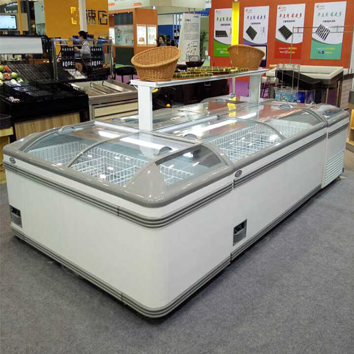 supermarket sliding glass top deep chest island freezer combined ...