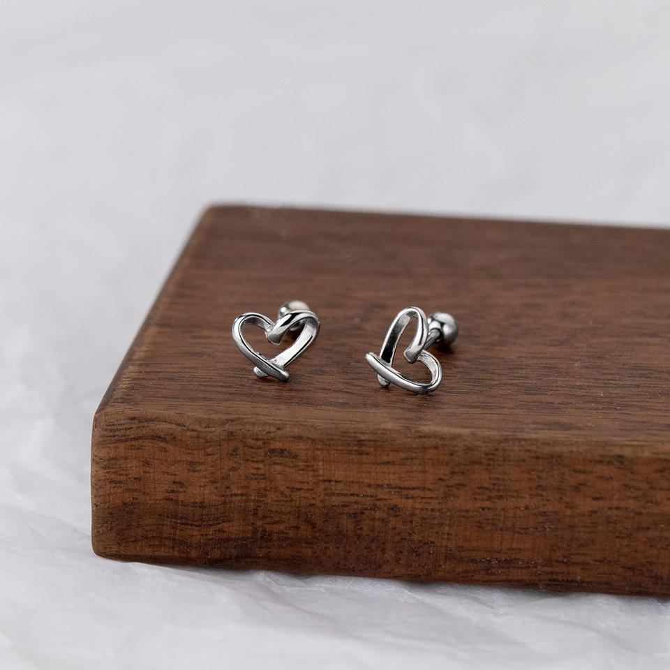 Korean Dainty Designer 925 Sterling Silver Earrings Hollow Heart ...