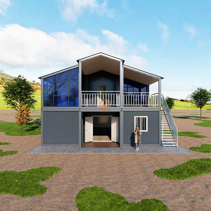 DXH Portable Prefab Two Story 3 in 1 Flat Pack Villa 20 40 ft Large ...